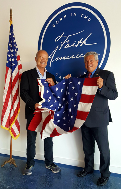 Kelsey Grammer receives an American flag from a State Senator | Faith ...
